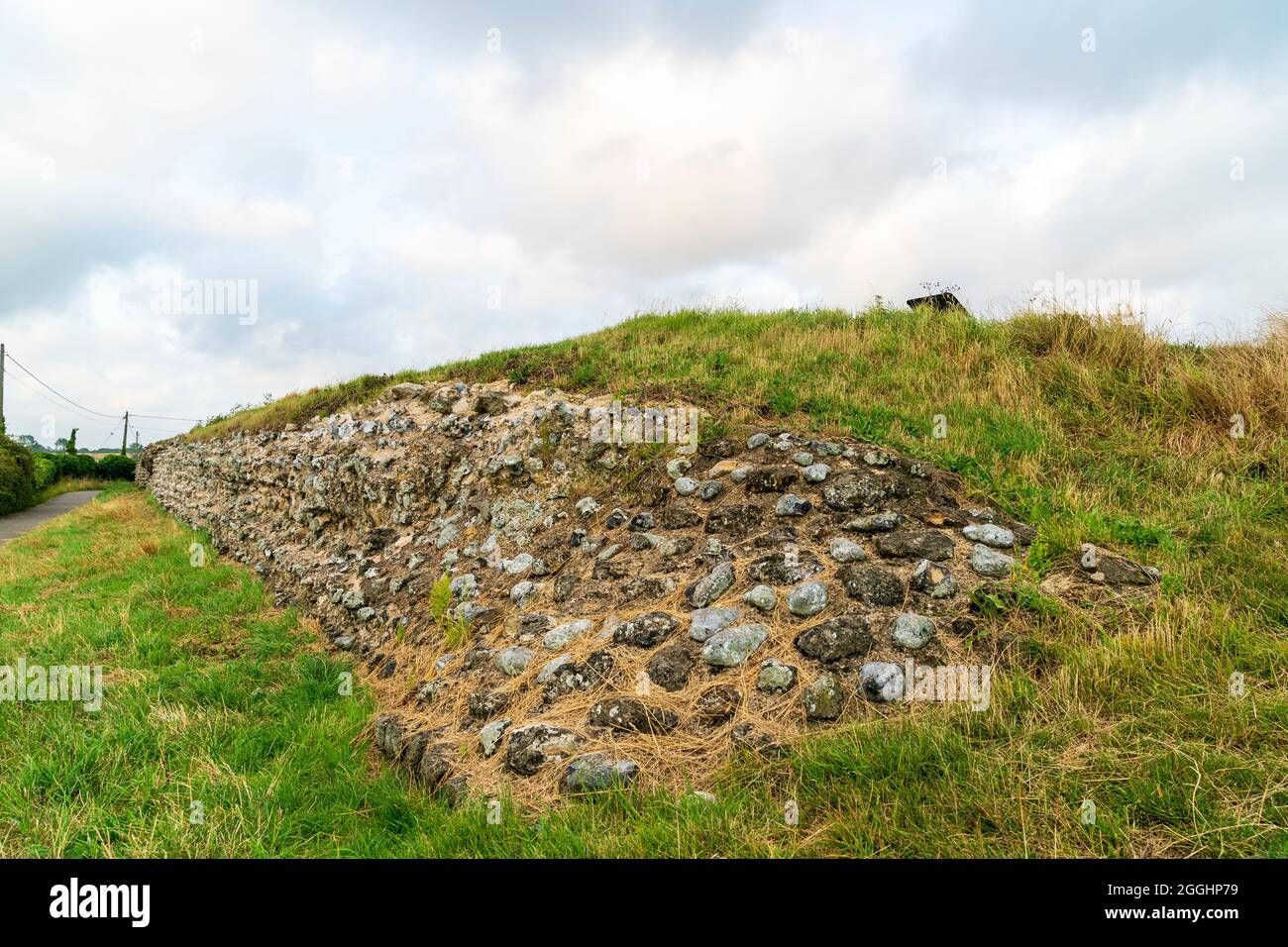 Remains of the Roman east wall of the 3rd century Reculver fort built ...