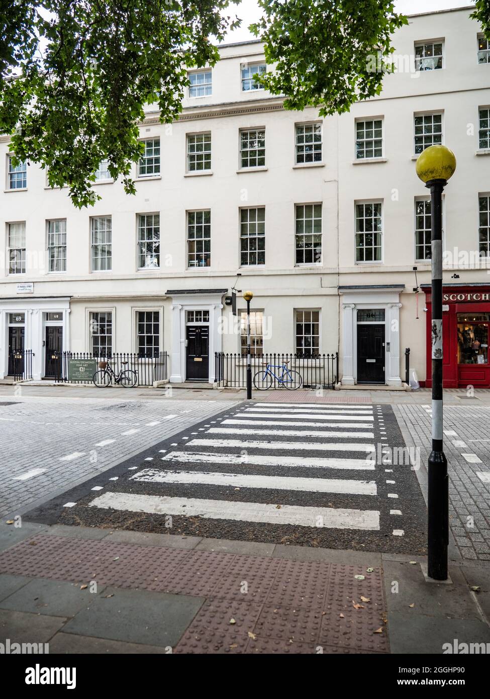 London street crossing. A zebra crossing for pedestrians across a ...
