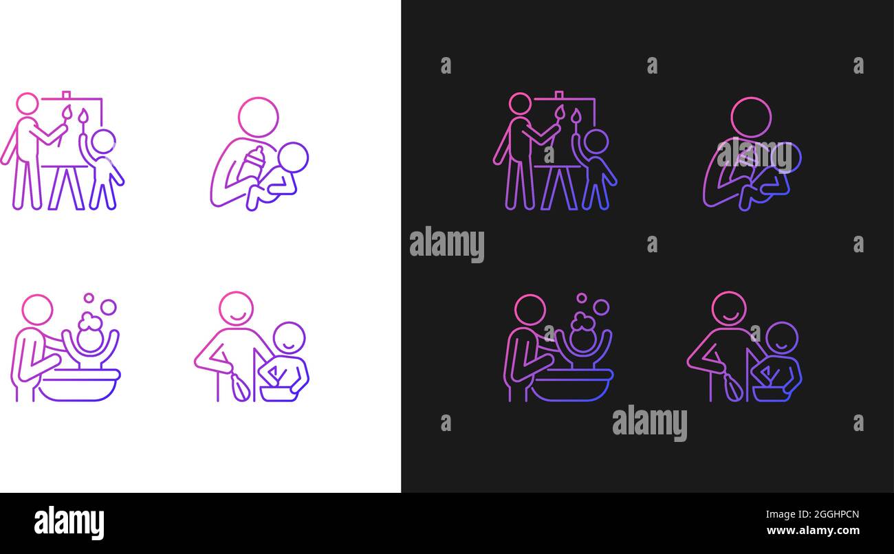Parent-child bonding gradient icons set for dark and light mode Stock ...