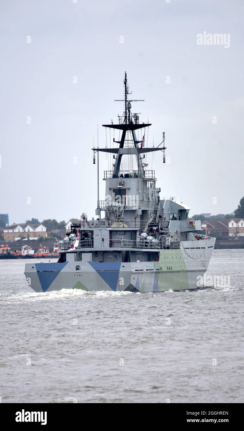 01/09/2021. Thames Barrier Woolwich UK Following HMS Severn's ...