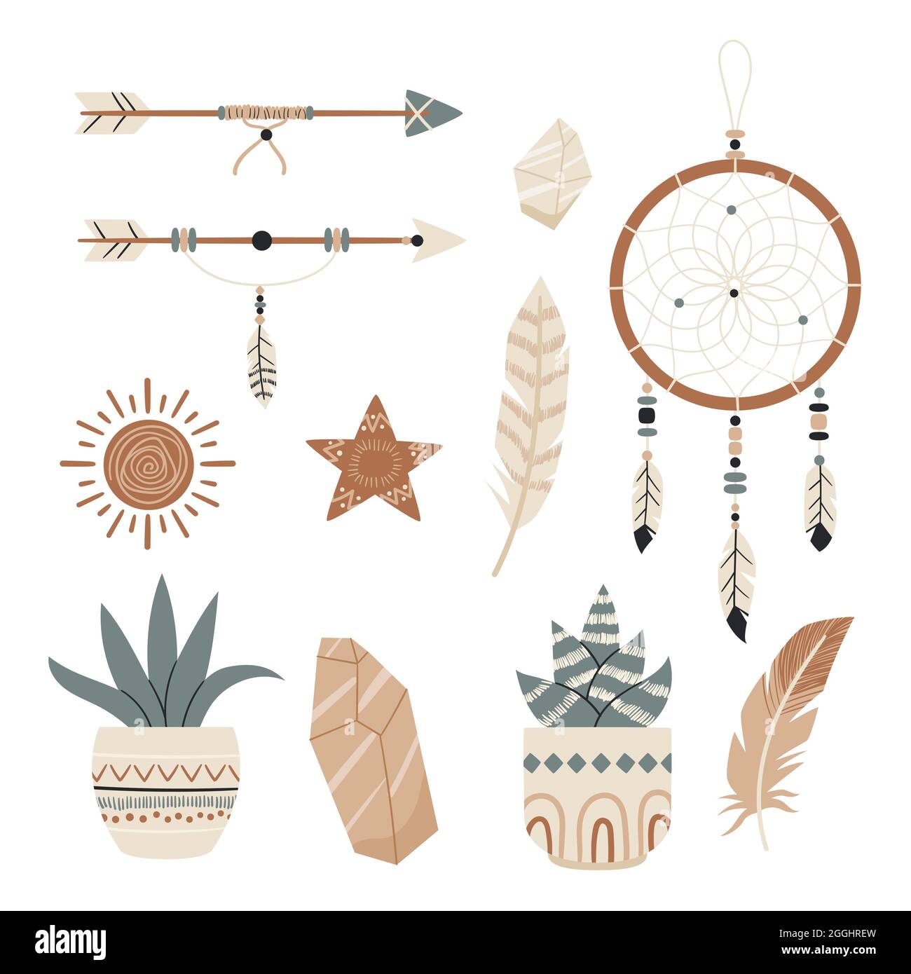 Hand drawn boho elements set Vector illustration Stock Vector Image ...