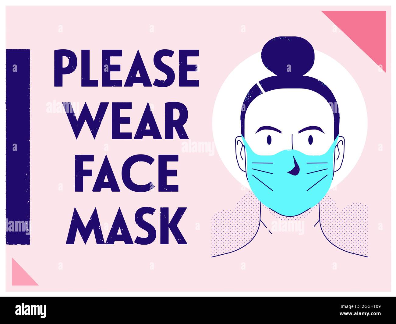 Please wear face mask poster with woman face, landscape 3x4 orientation ...