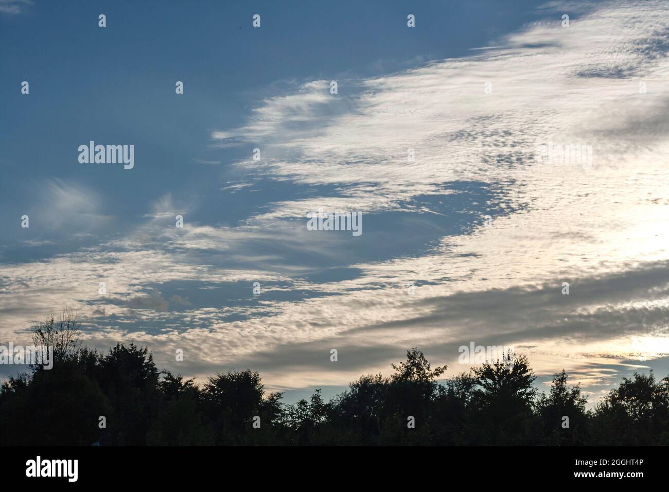 Cirrocumulus white clouds patches on blue sky, Cirrocumulus ...