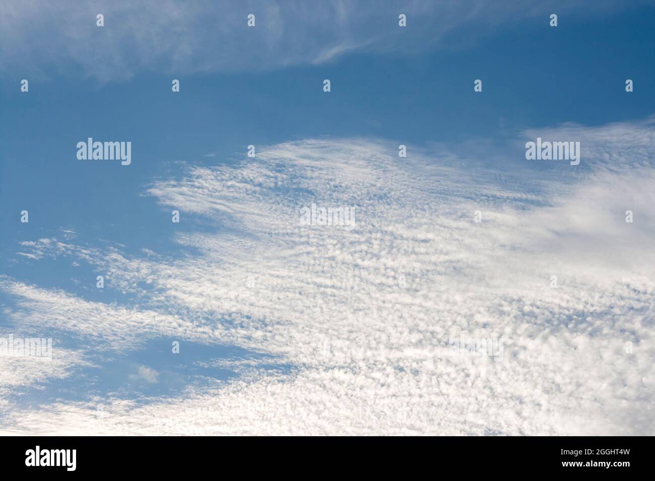 Cirrocumulus white clouds patches on blue sky, Cirrocumulus ...