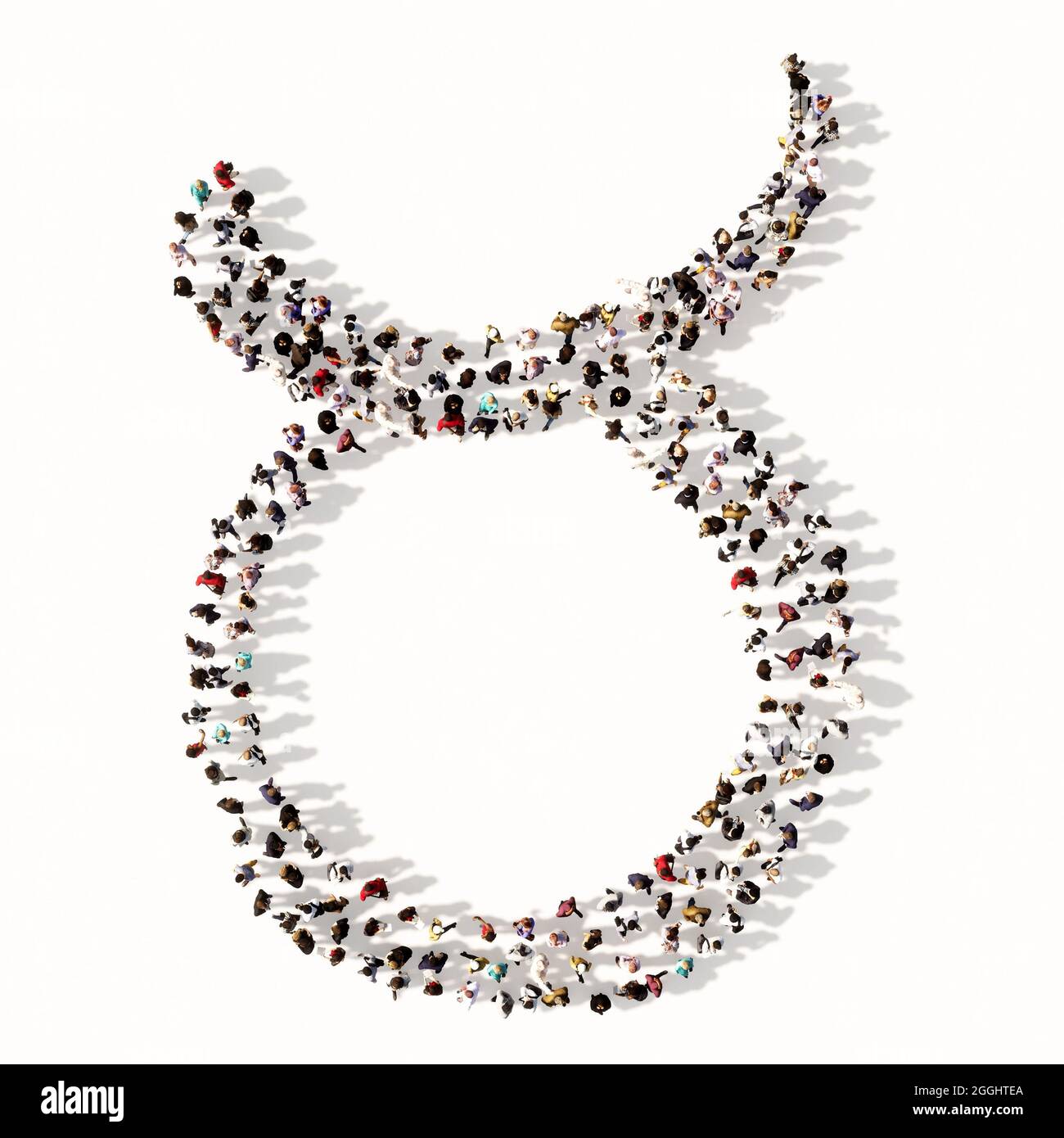 Concept or conceptual large gathering of people forming an taurus ...