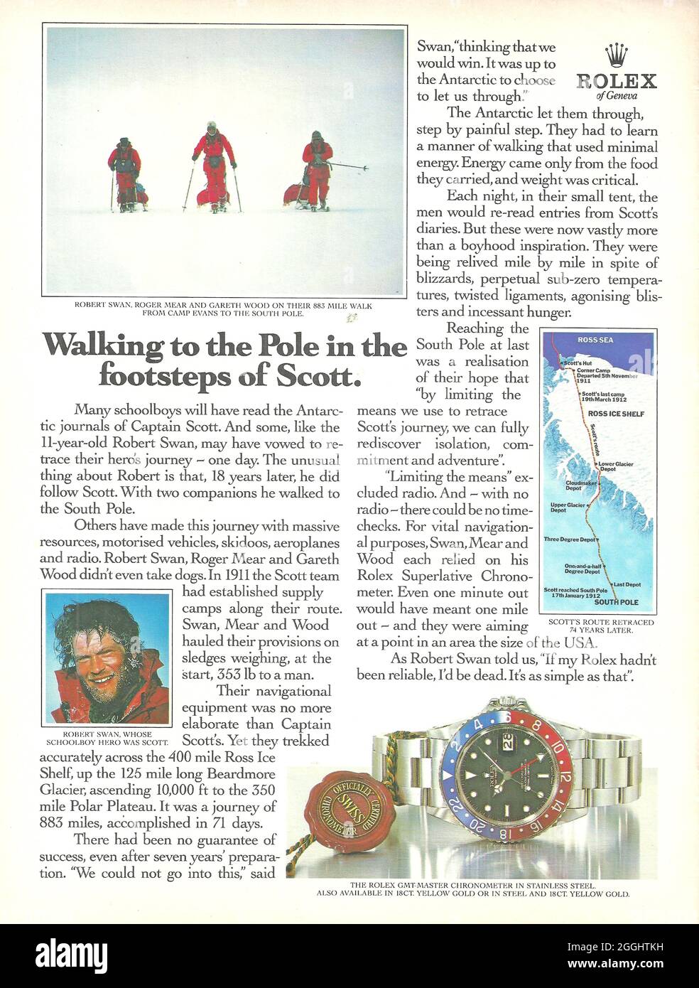 Paper ad advert of Rolex watch Swiss made Rolex Oyster day date gmt ...
