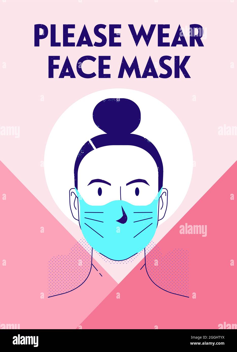 Please wear face mask poster with woman face Stock Vector Image & Art ...
