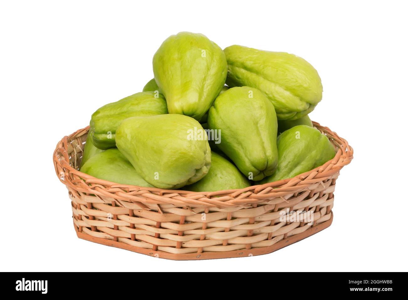 chayote in wicker basket on isolated white background Stock Photo - Alamy