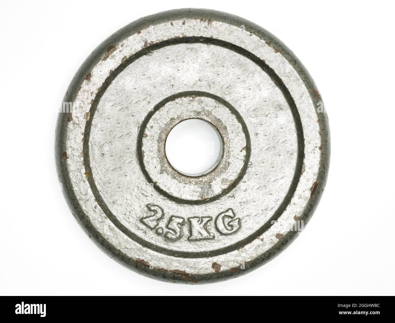 A metal weight plate, isolated on white background Stock Photo - Alamy