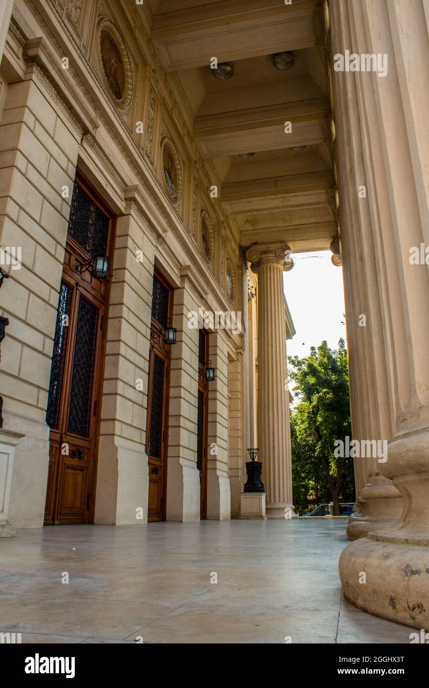Romanian Atheneum's front entrance, with its famous columns, in ...