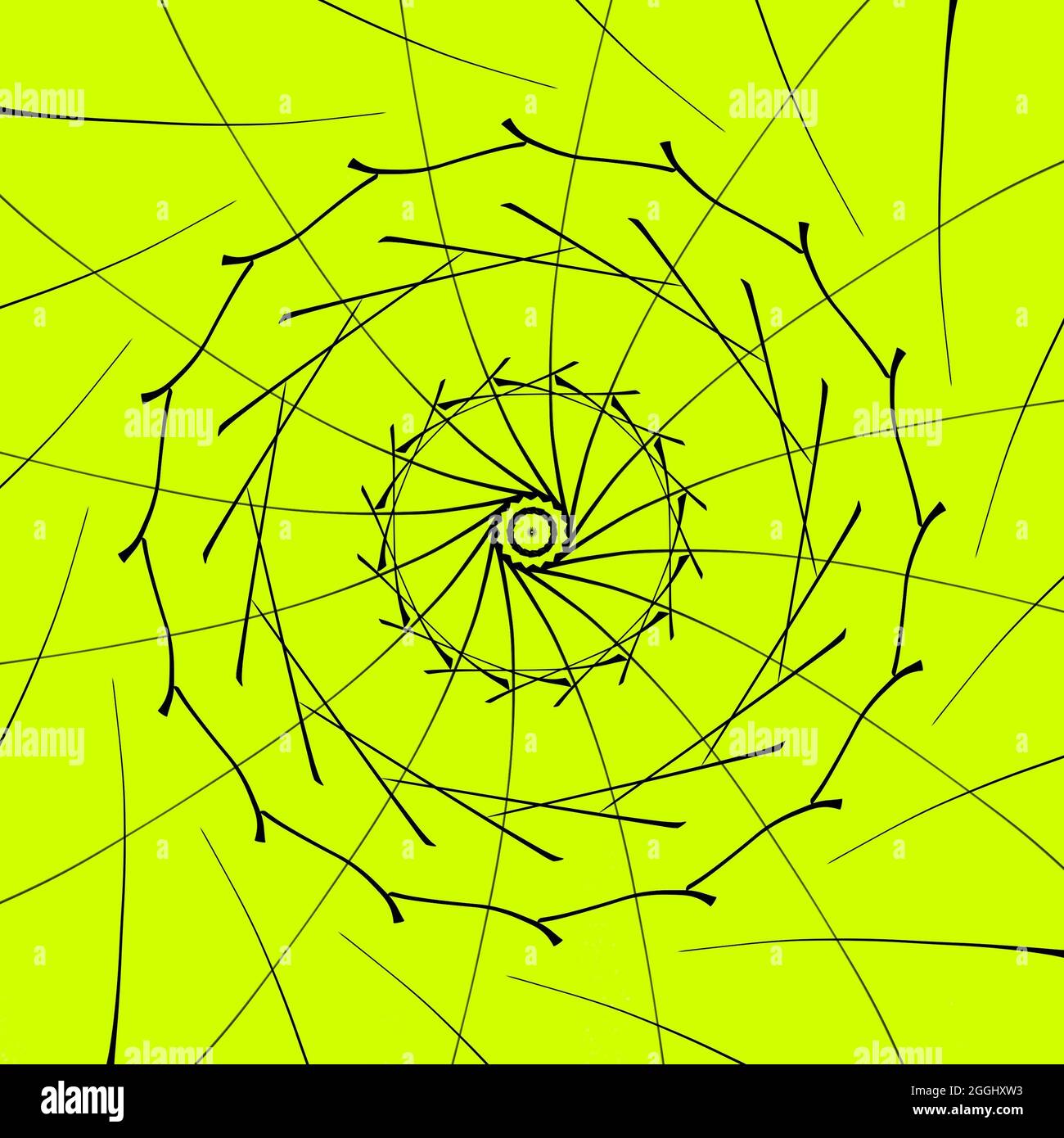 Illustration of lime green spiral abstract background with black lines ...