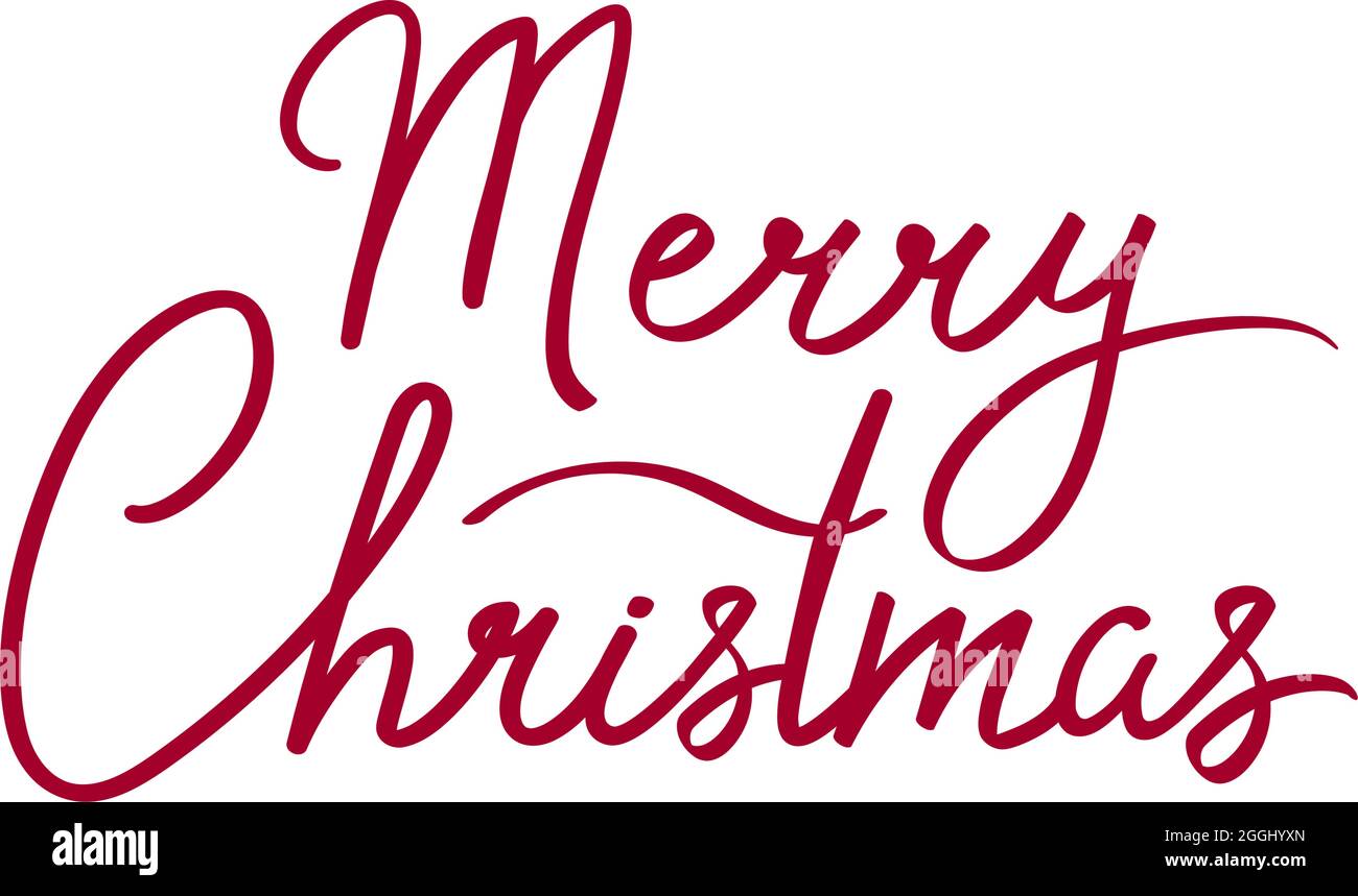 Vector, lettering Merry Christmas. Red lettering isolated on white ...