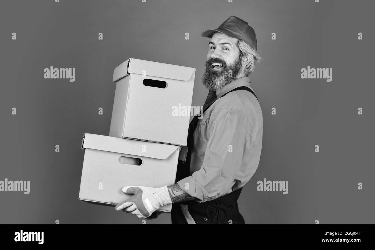 Fast shipping. Post worker. Delivered to your destination. Courier and ...