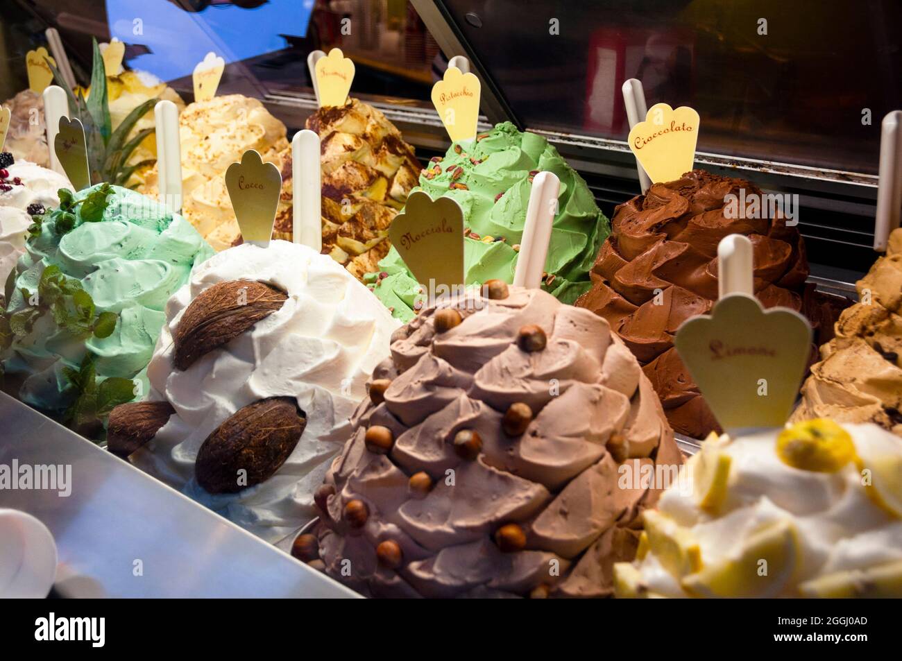 Gelato is hand crafted of fresh ingredients in Florence, Italy Stock ...