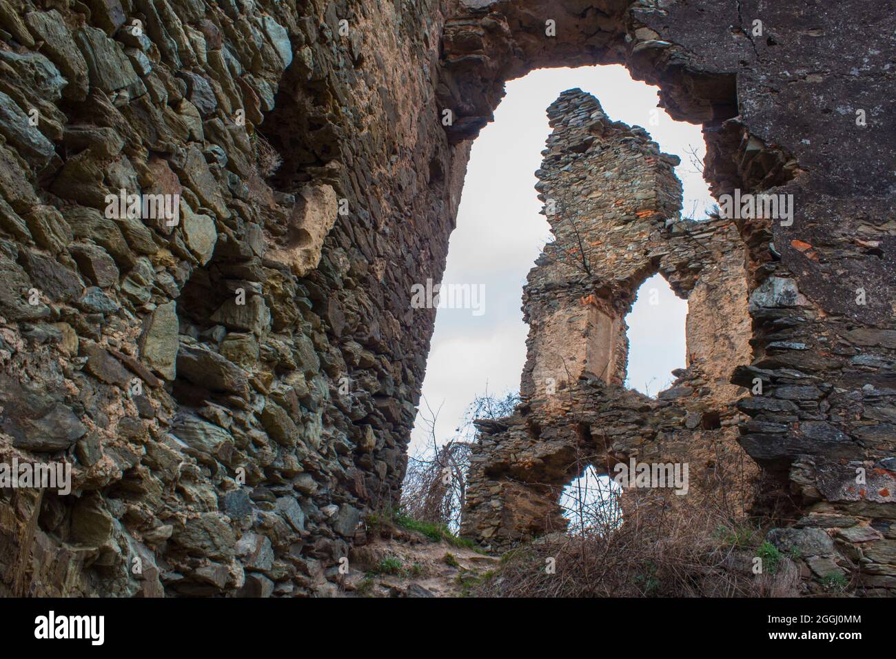 View of the medieval Colț (Fang) Fortress in Hunedoara County, Romania ...