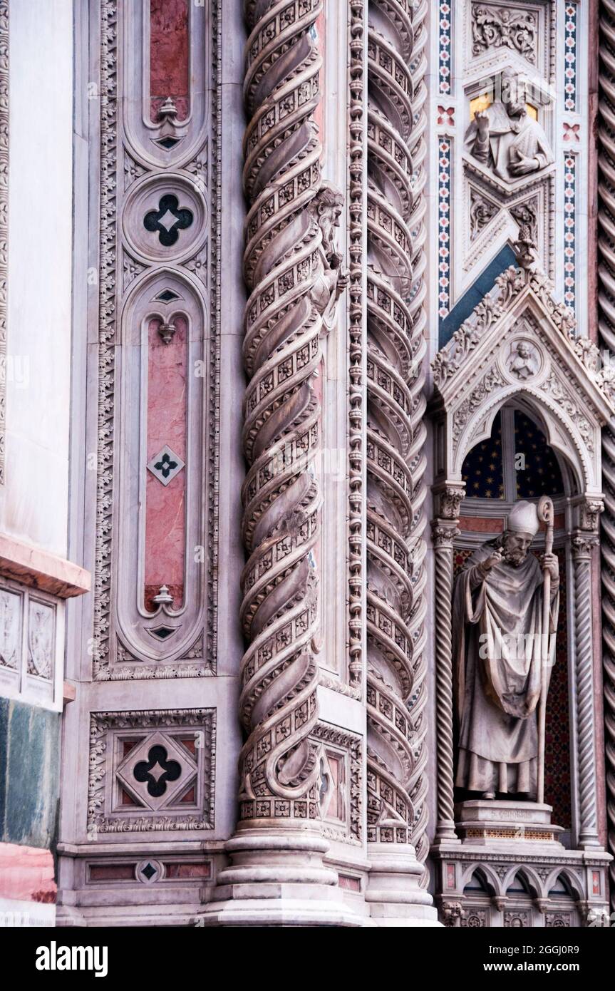 Saint Zenobius on Florence Cathedral with twisted columns, encrusted ...