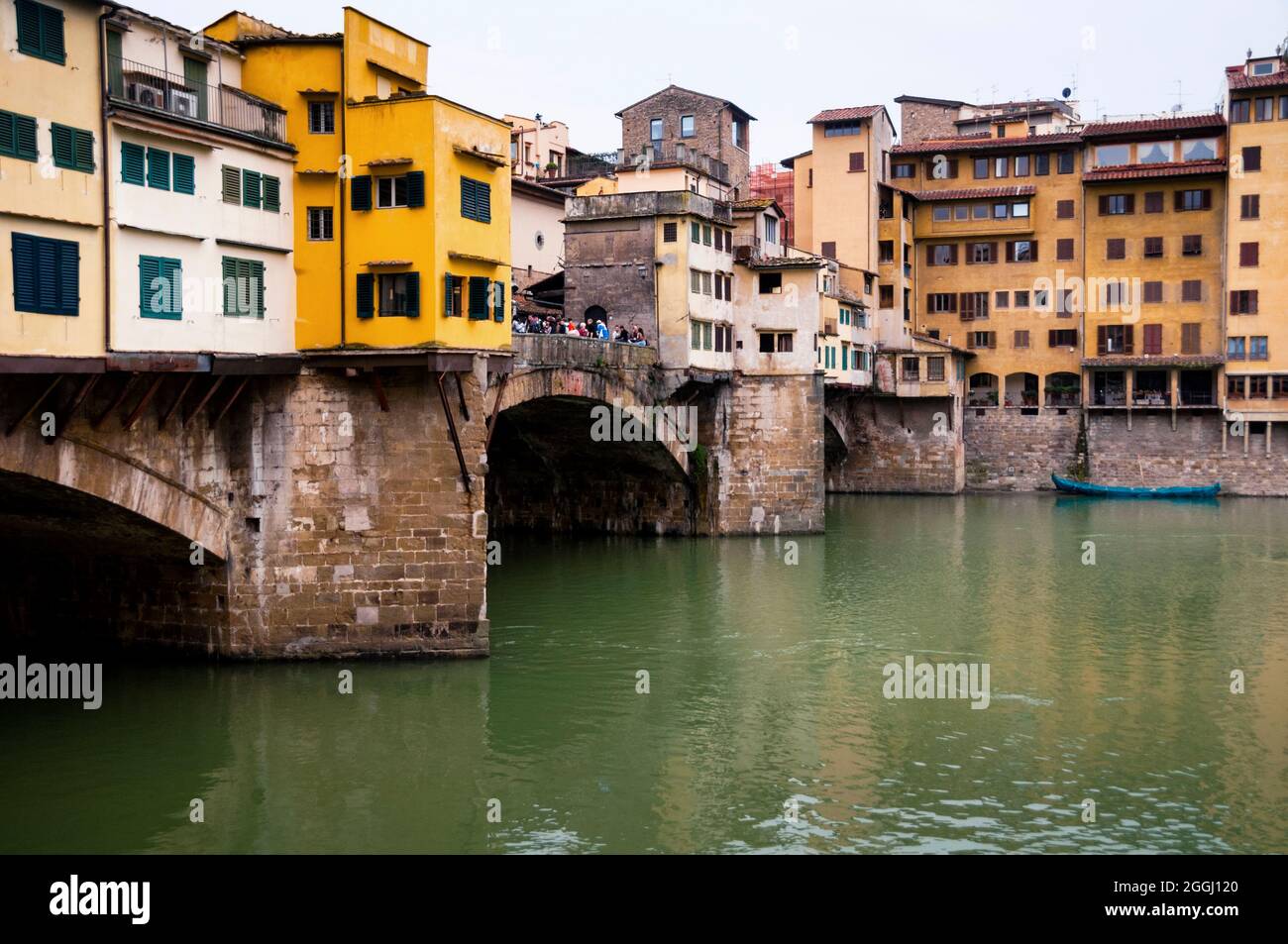 Ponte Vecchio medieval segmental arch bridge in Florence, Italy Stock ...