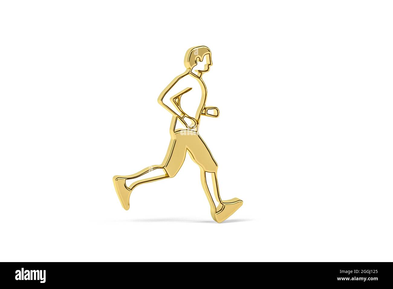 Golden 3d jogging icon isolated on white background - 3D render Stock ...