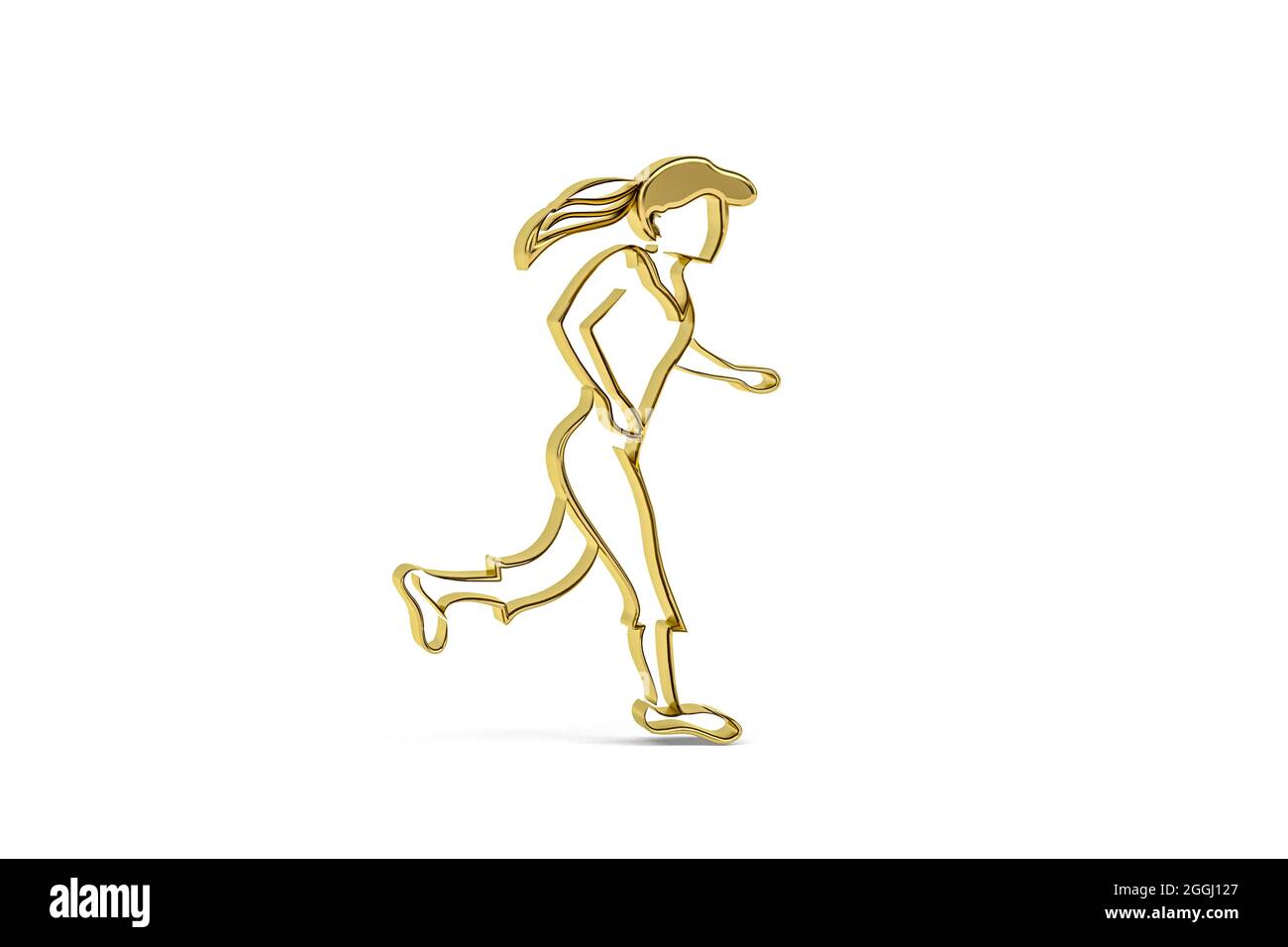 Golden 3d jogging icon isolated on white background - 3D render Stock ...