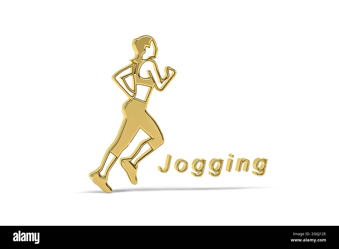 Golden 3d jogging icon isolated on white background - 3D render Stock ...
