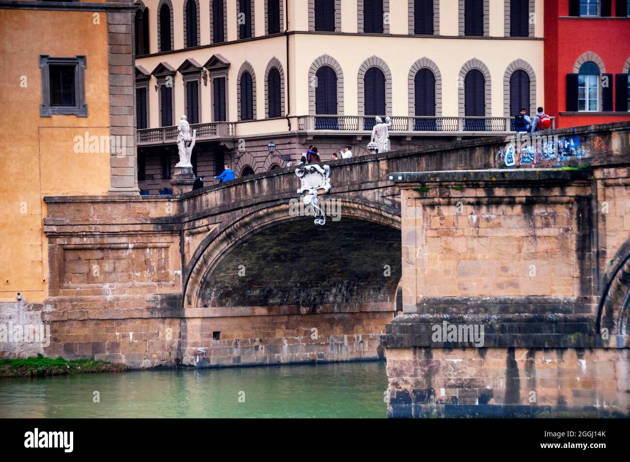 Elliptical arches of Renaissance Ponte Santa Trinita bridge in Florence ...