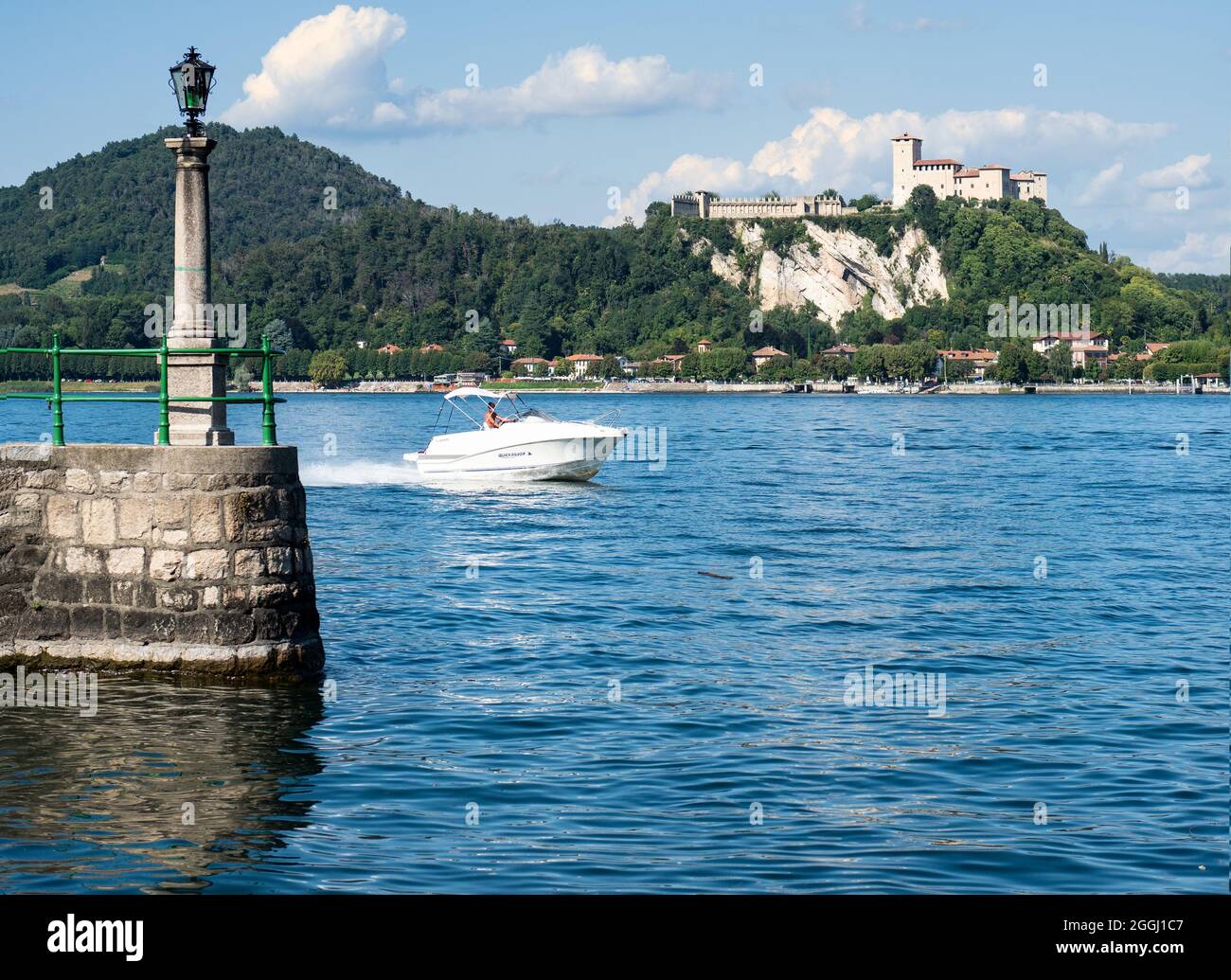 Angera's castle seen from Arona.Beautiful panorama of Maggiore lake ...
