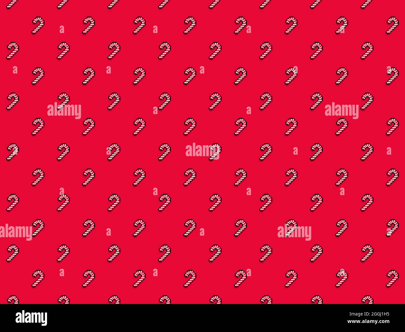 Cute pixel 8 bit red candy cane background - seamless Christmas pattern ...