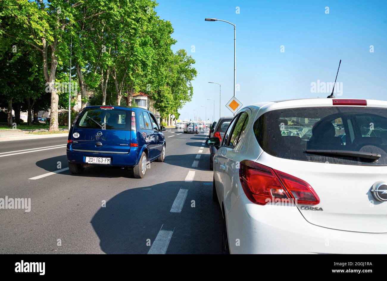 Car traffic on the streets of the city of Zadar, Croatia Stock Photo ...