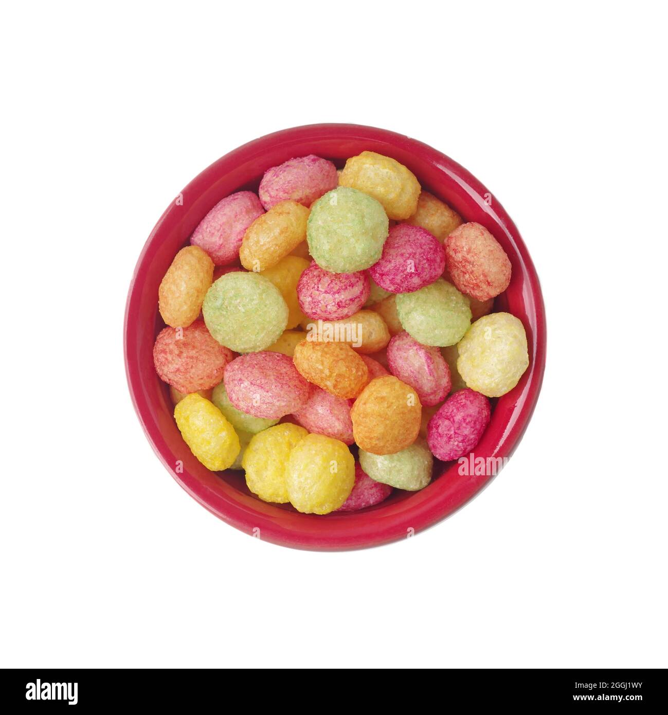 Puffed rice in a red bowl Isolated on white background Stock Photo - Alamy