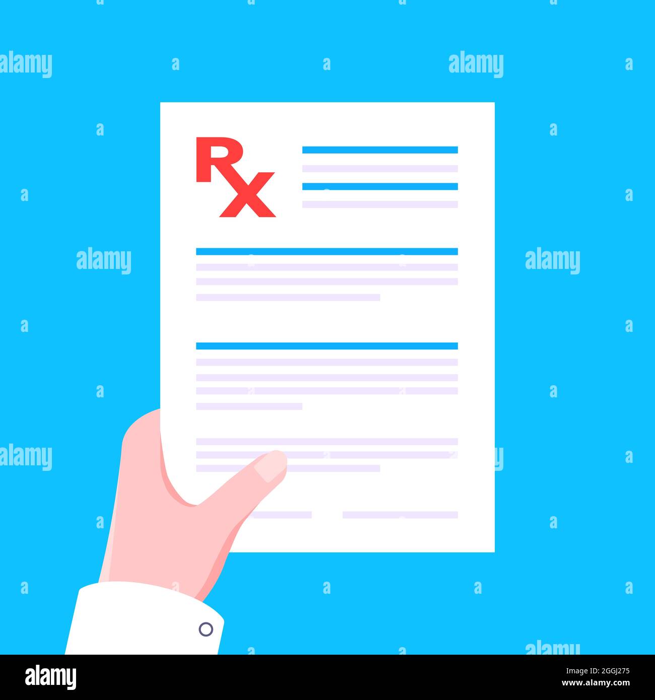 Medical rx form prescription on paper sheet flat style design vector ...