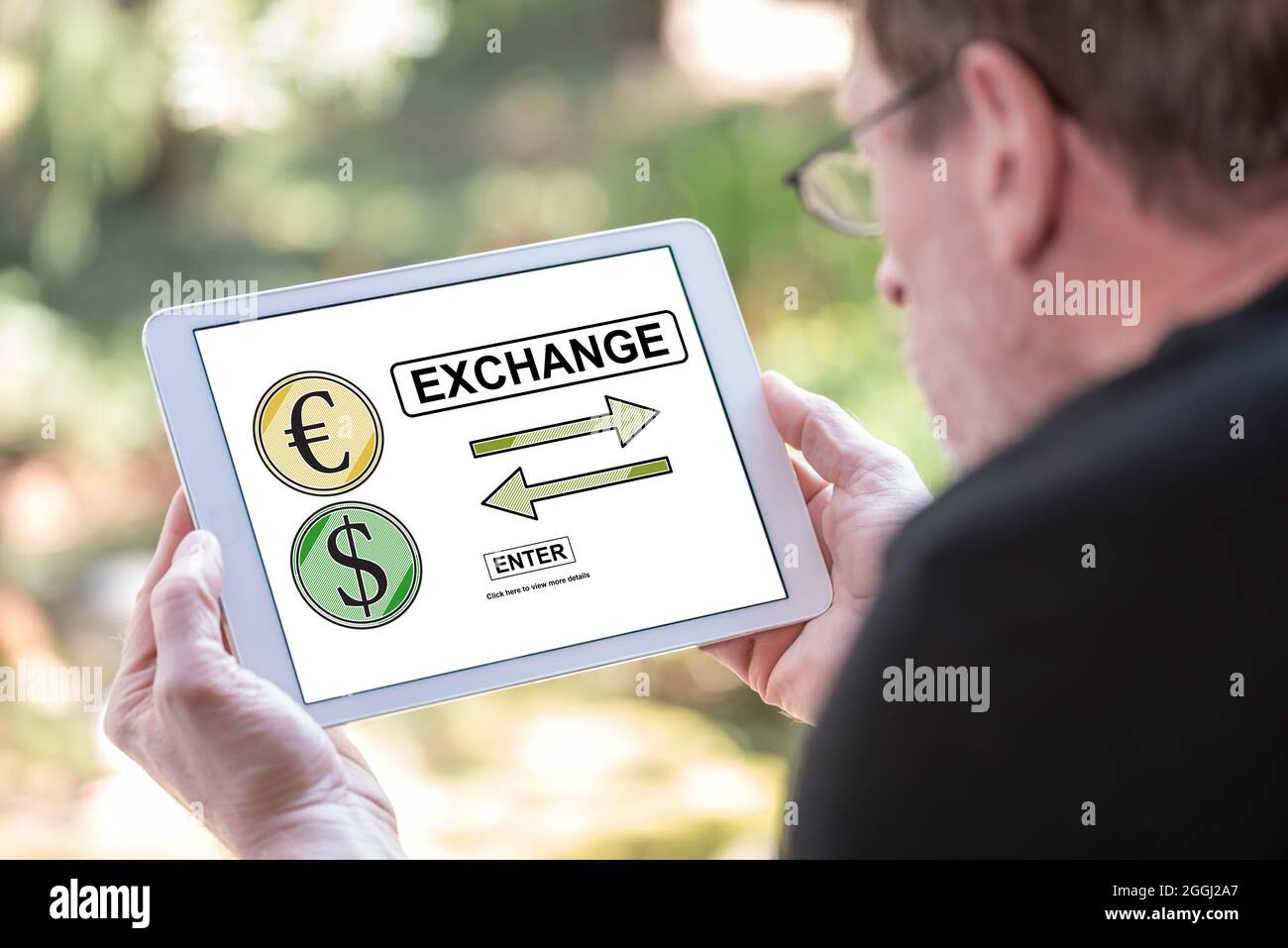 Tablet screen displaying an exchange concept Stock Photo - Alamy