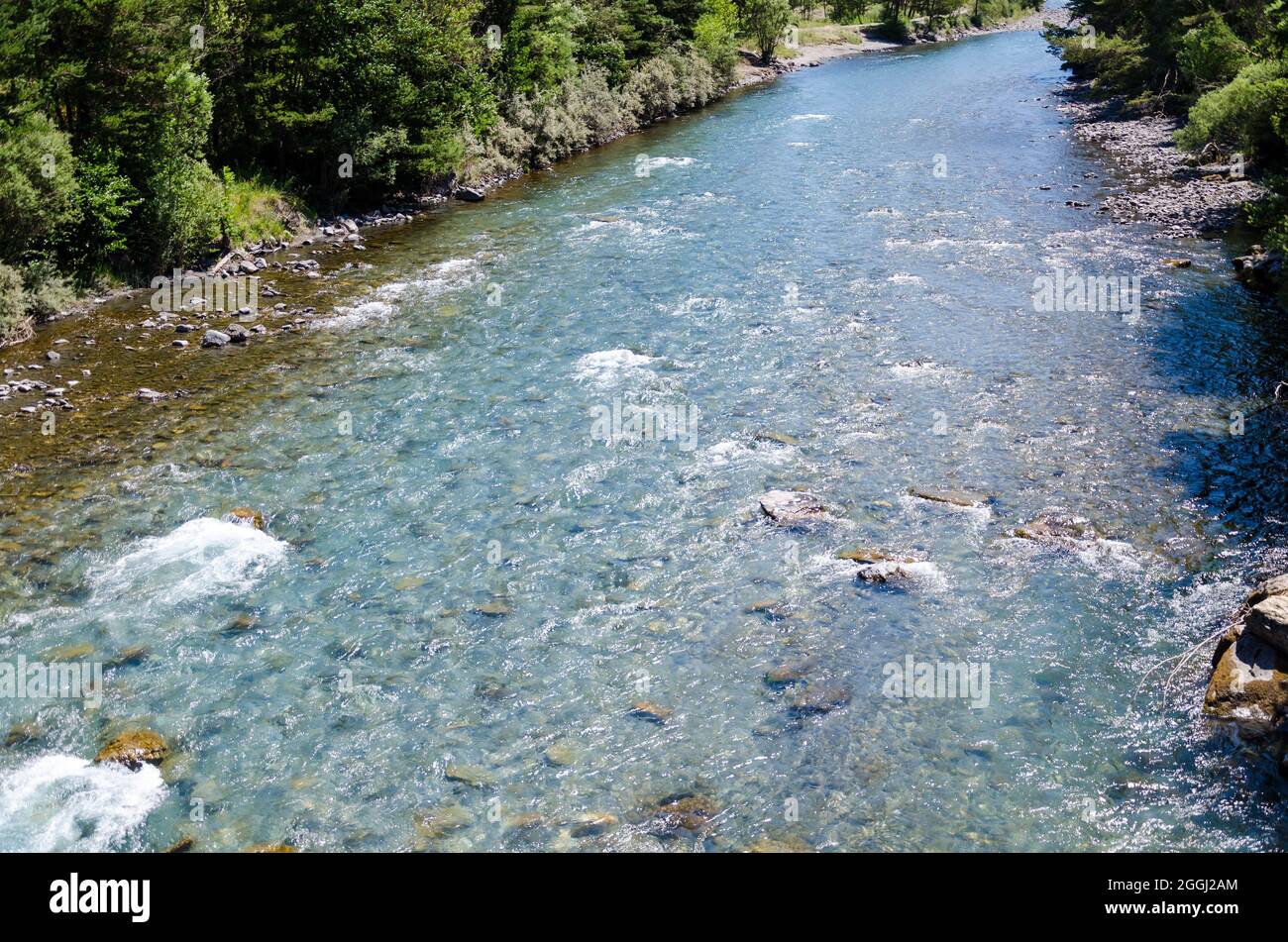 Top view of flowing river Stock Photo - Alamy