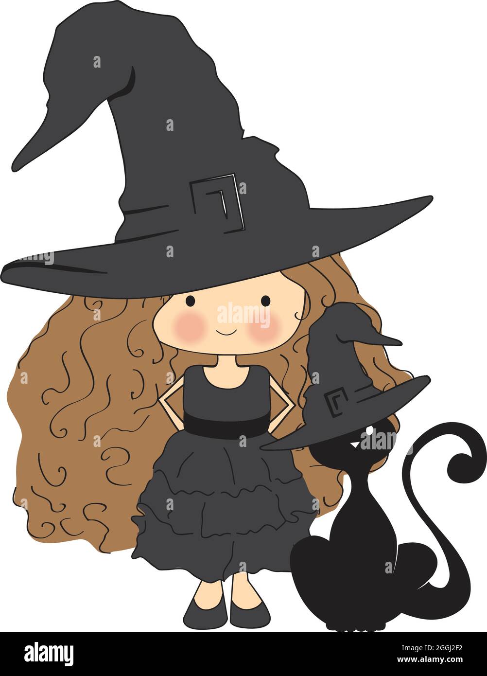 Halloween theme, little witch, vector artwork Stock Vector Image & Art ...