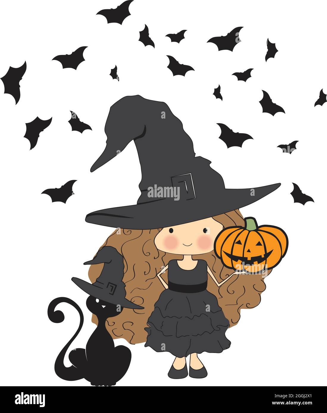 Halloween theme, little witch, vector artwork Stock Vector Image & Art ...