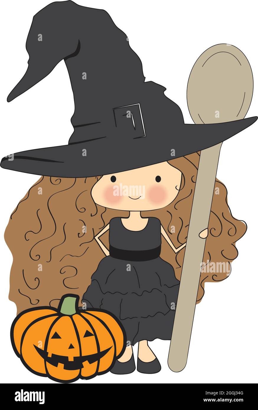 Halloween theme, little witch, vector artwork Stock Vector Image & Art ...