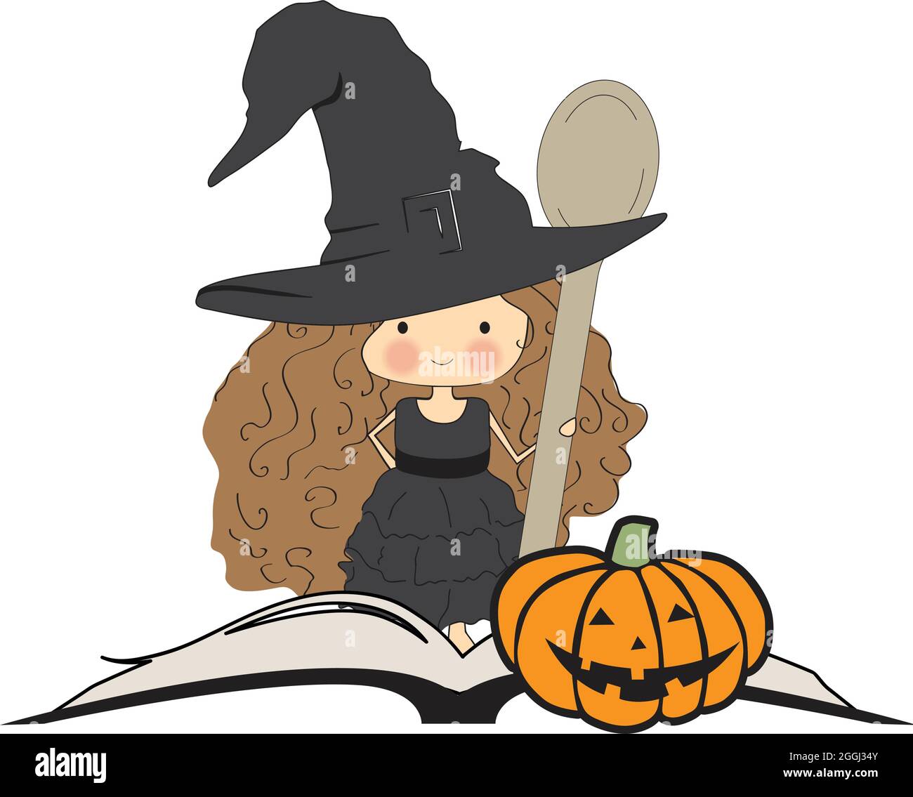 Halloween theme, little witch, vector artwork Stock Vector Image & Art ...