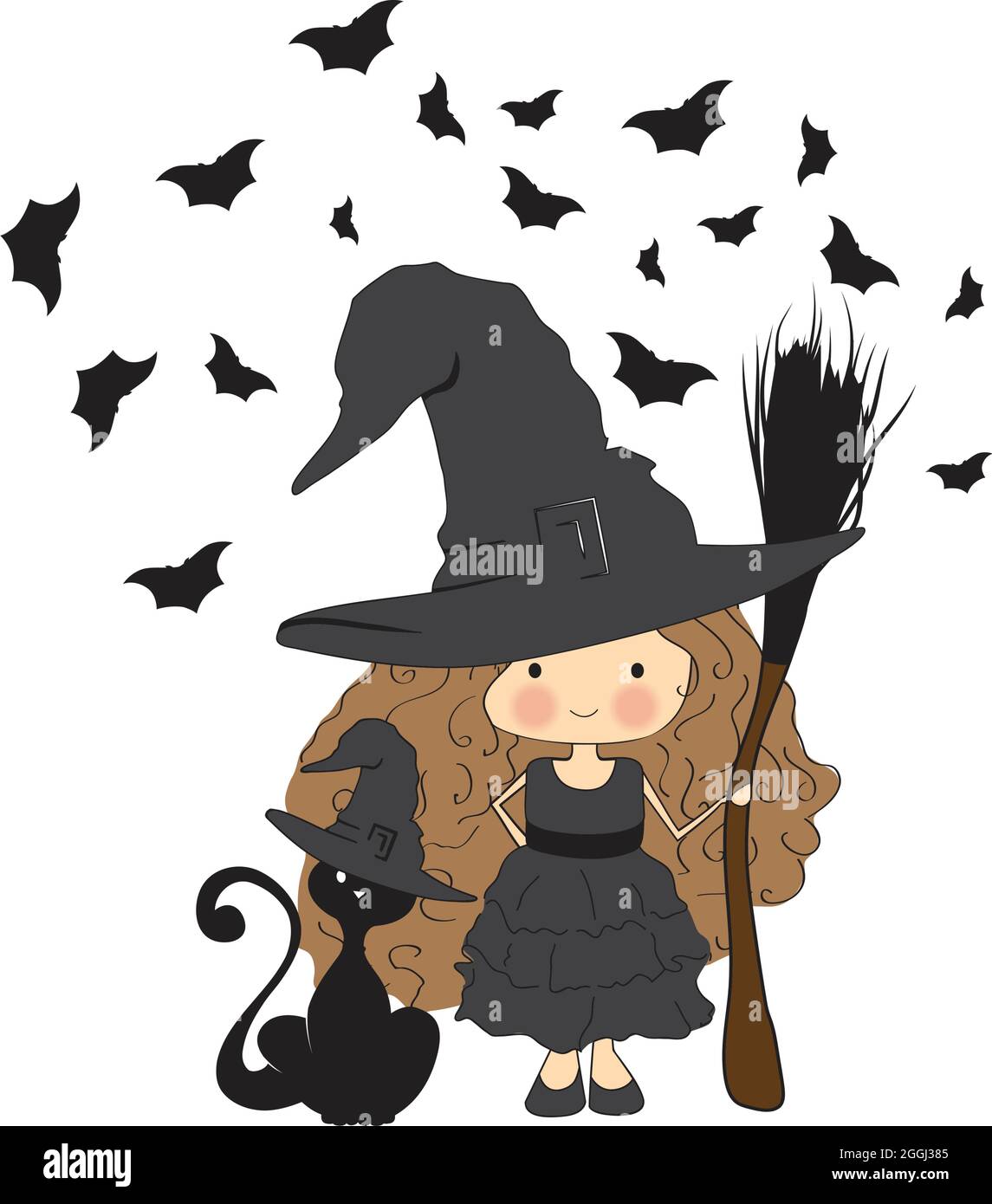 Halloween theme, little witch, vector artwork Stock Vector Image & Art ...