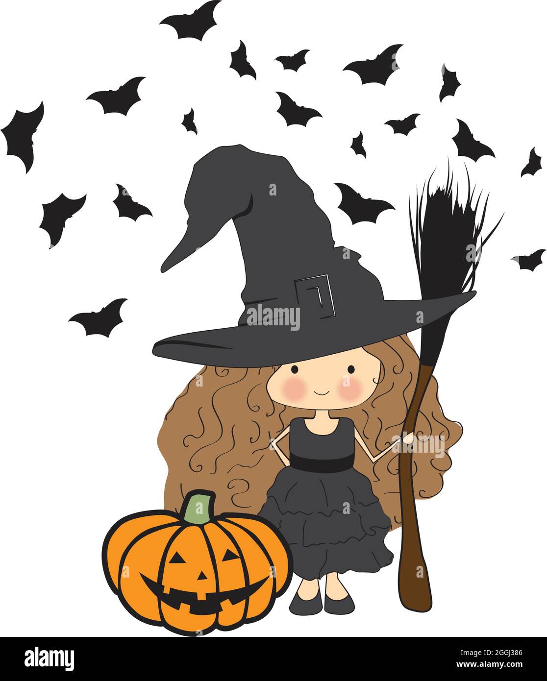 Halloween theme, little witch, vector artwork Stock Vector Image & Art ...