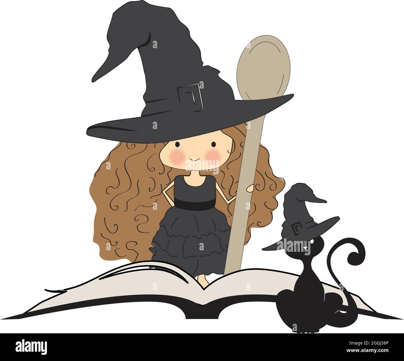 Halloween theme, little witch, vector artwork Stock Vector Image & Art ...