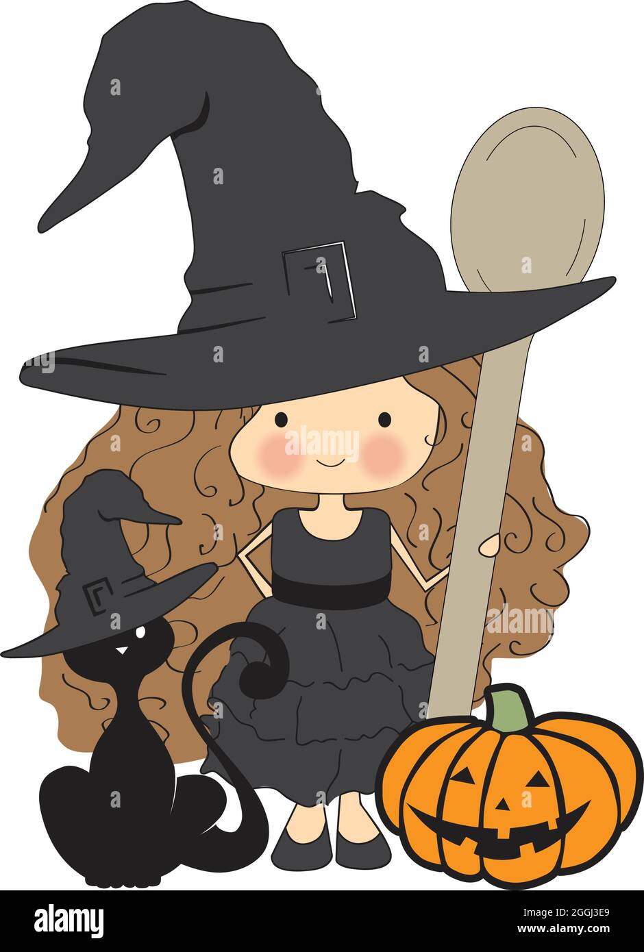 Halloween theme, little witch, vector artwork Stock Vector Image & Art ...