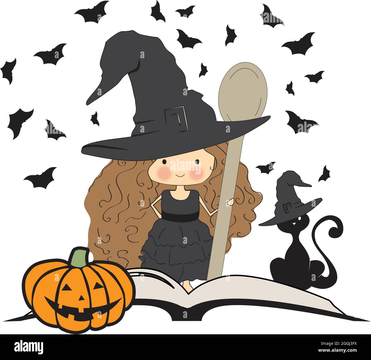 Halloween theme, little witch, vector artwork Stock Vector Image & Art ...