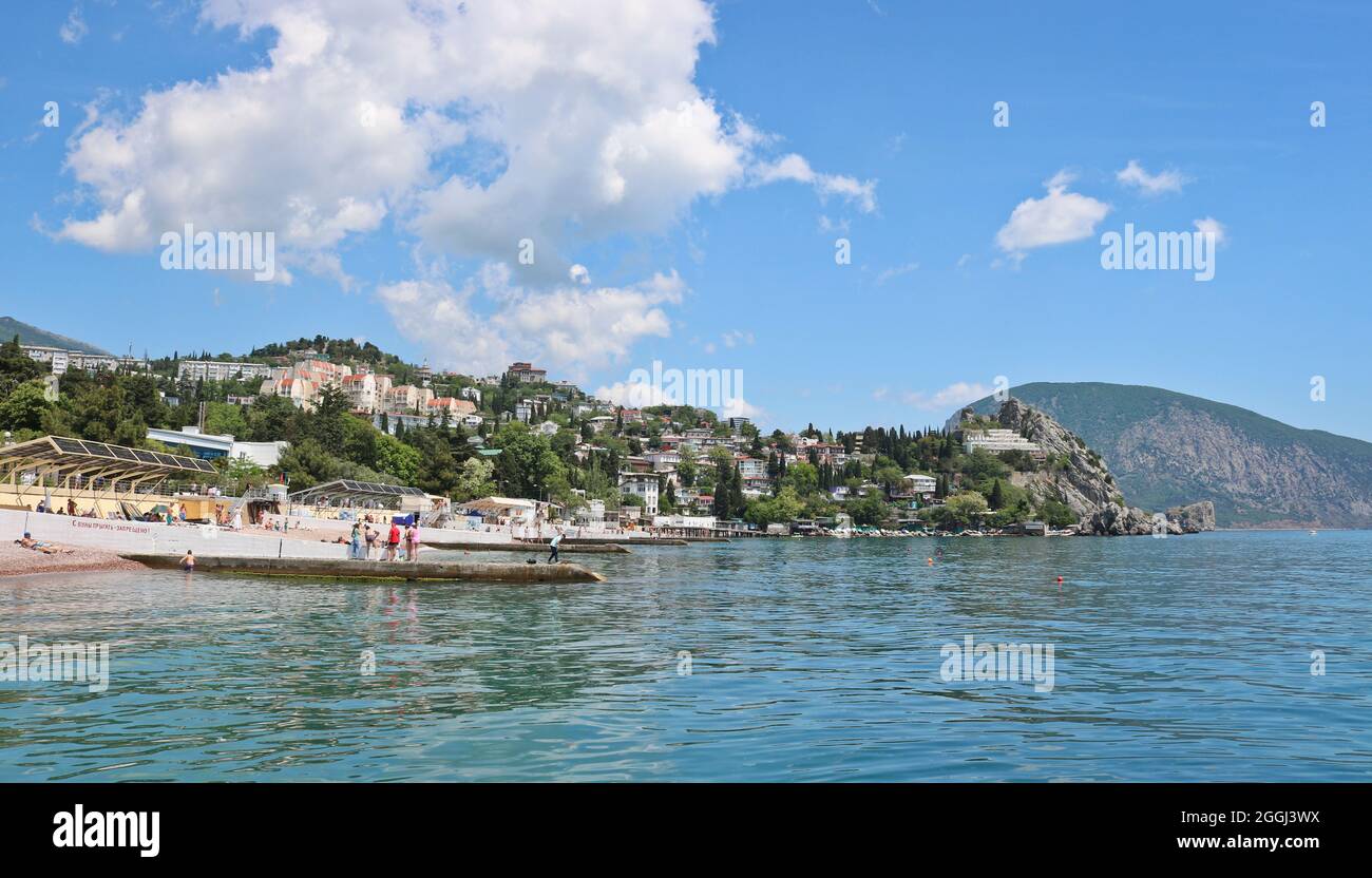 May 30, 2021 - Gurzuf, Russia: View of the city of Gurzuf from the ...