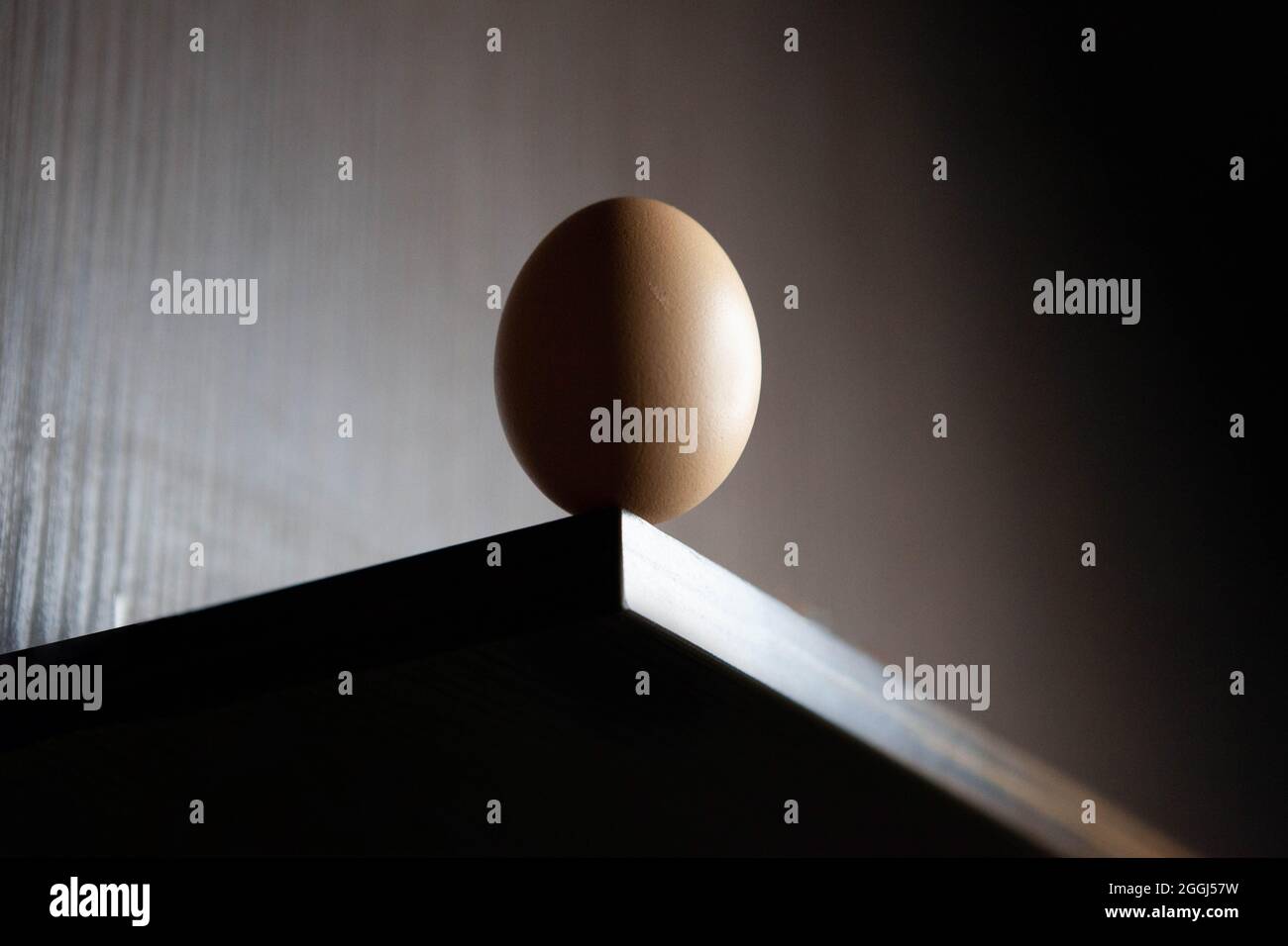Egg on the shelf in the shadow and in the light Stock Photo - Alamy