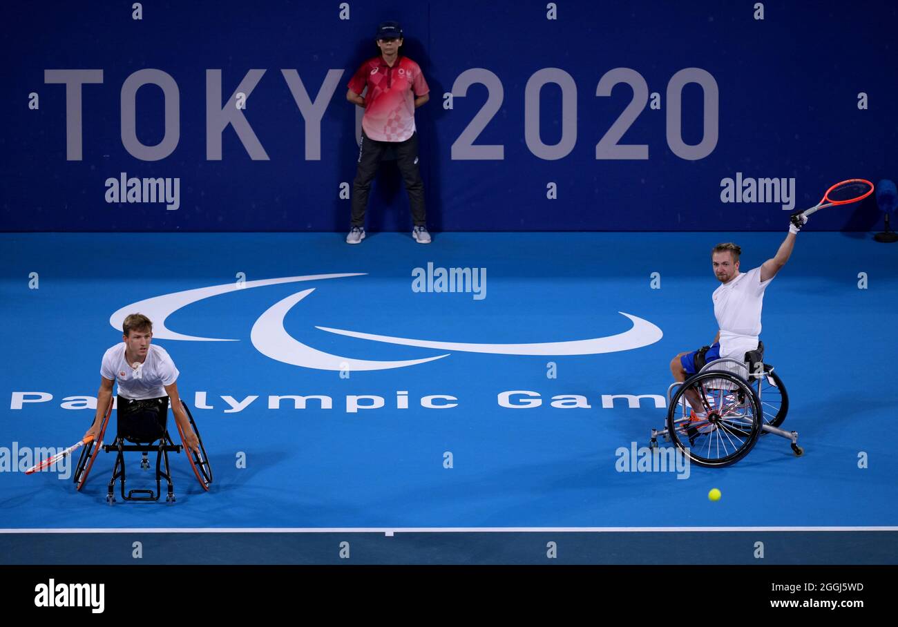 Netherlands' Sam Schroder (right) and Niels Vink compete against ...