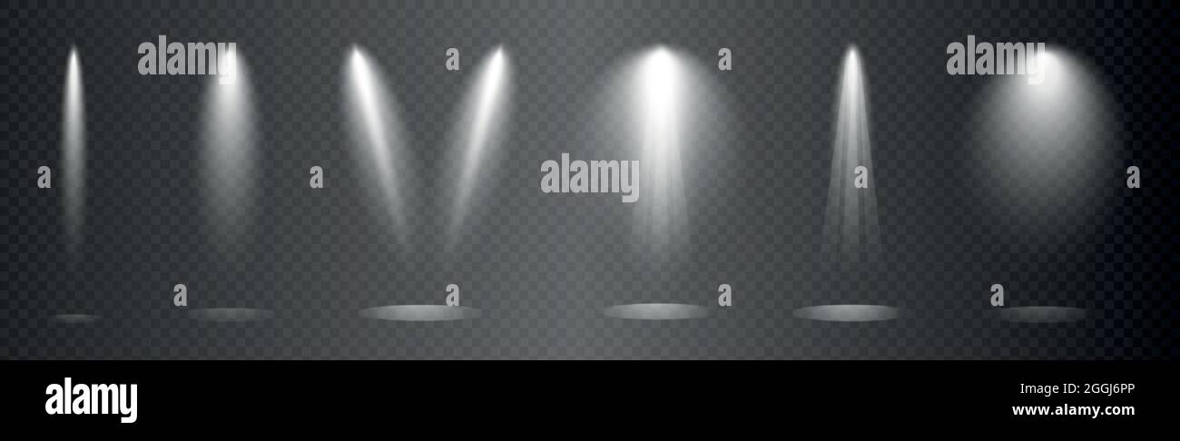 Set, realistic lighting, light rays on a dark background - Vector ...