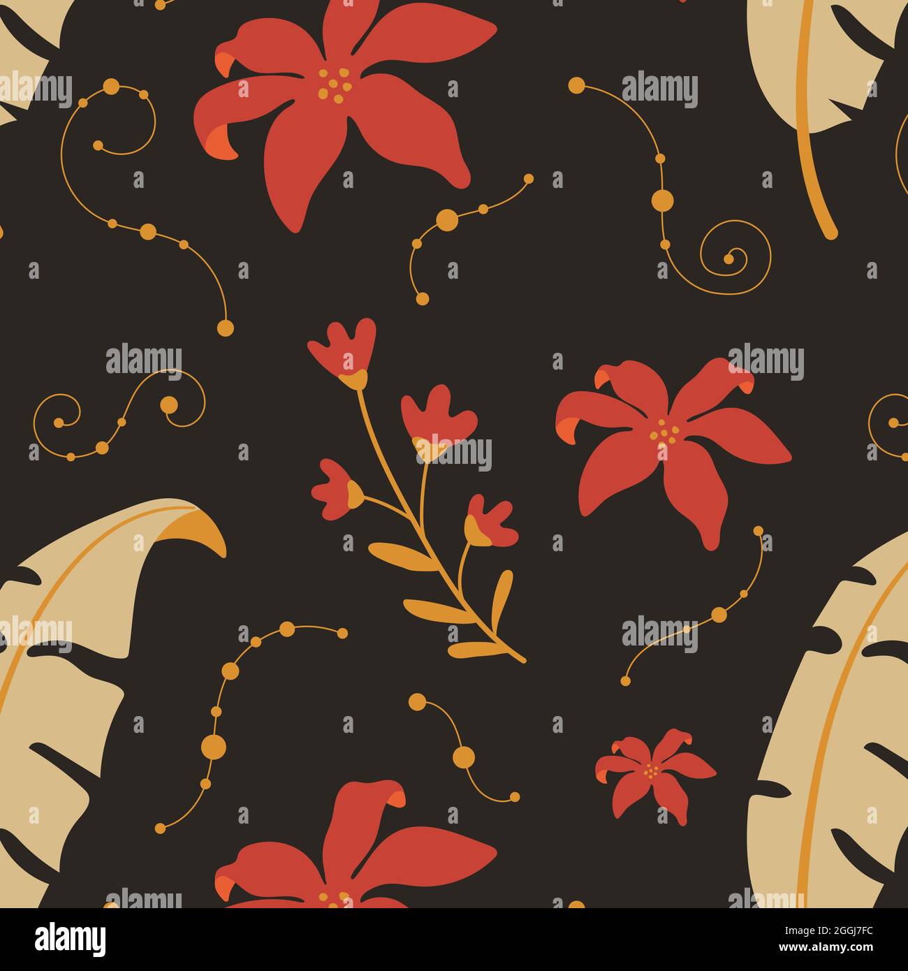Exotic abstract foliage floral seamless pattern. Vector illustration ...