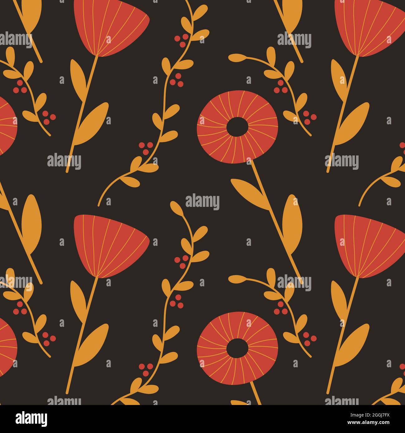 Exotic abstract foliage floral seamless pattern. Vector illustration ...