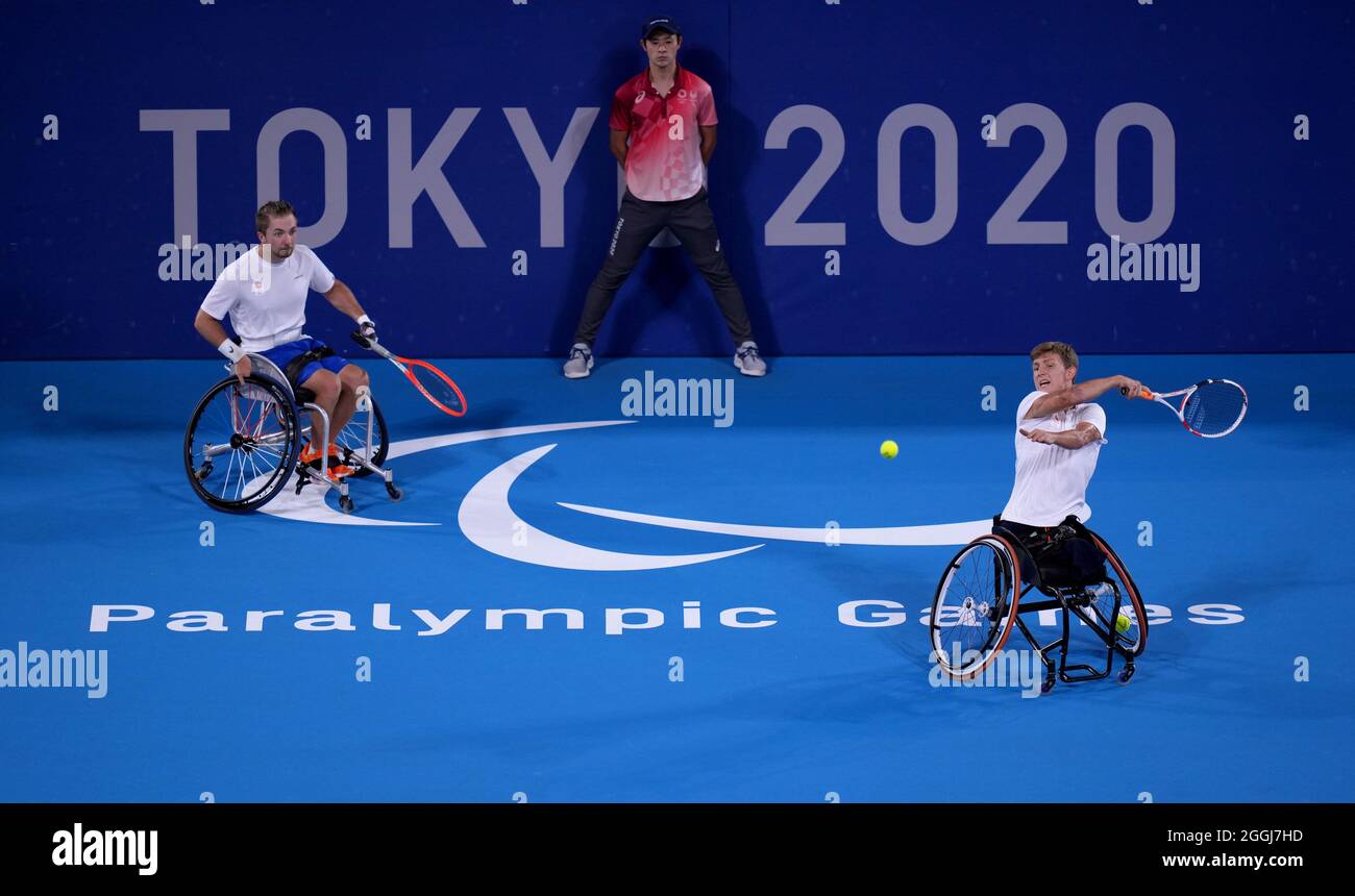Netherlands' Sam Schroder (left) and Niels Vink compete against ...