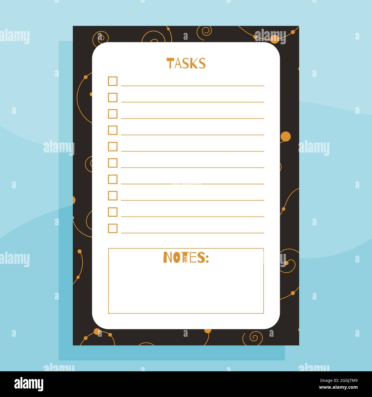 Tasks and notes print concept template. With hand drawn exotic floral ...
