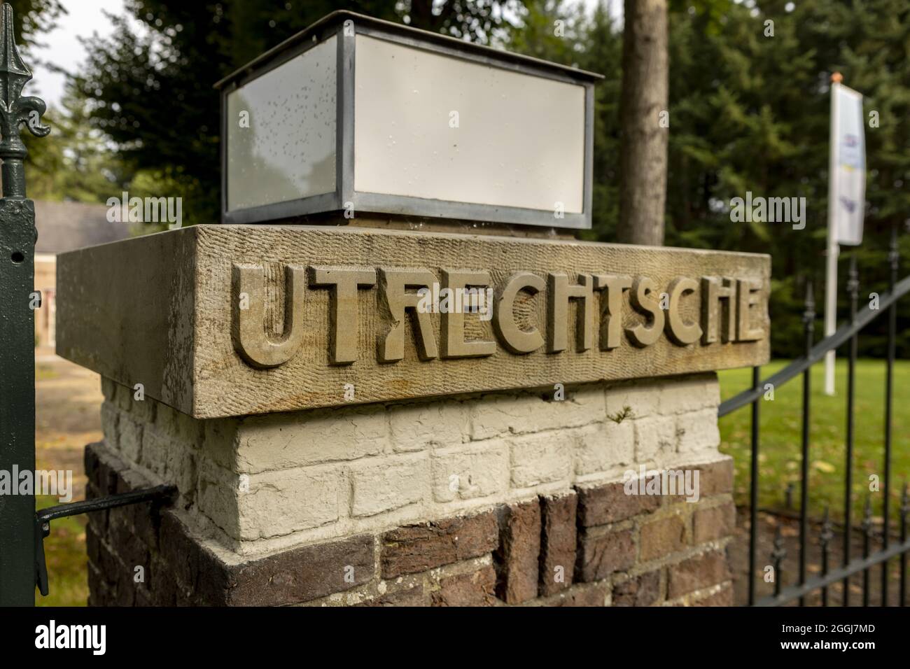SOEST, NETHERLANDS - Aug 21, 2021: Column at entrance gate of the Dutch ...
